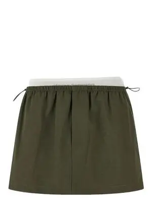Alexander Wang Mid-rise Mini Skirt With Logo Elastic - Army Green