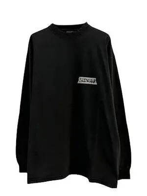 Balenciaga Long Sleeve Oversized T-shirt - Faded Washed Black