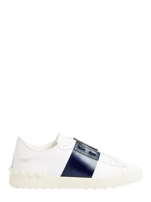 Valentino Garavani Calfskin Open Sneaker White/navy Blue