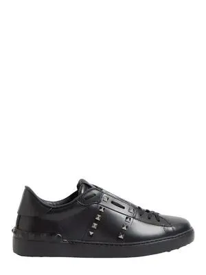 Valentino Garavani Rockstud Untitled Calf Leather Sneakers - Black