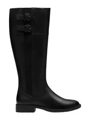 Clarks Leather Knee High Boots - Black Leather