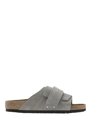 BIRKENSTOCK Kyoto Nubuck Leather Slides - Desert Buck Whale Grey