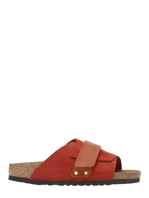 BIRKENSTOCK Kyoto Nubuck Suede Slides - Rust Brown