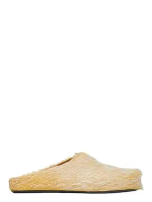 Marni Long Hair Calfskin Fussbett Sabot Mule - Yellow