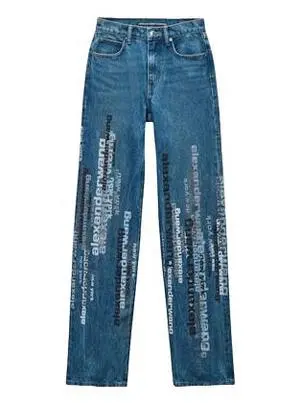 Alexander Wang Ez Vertical Logo Screen Print Jean - Deep Blue