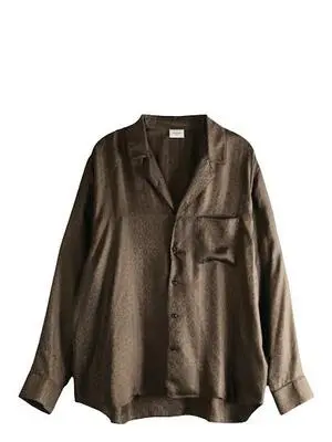 Saint Laurent Notched Collar Pajama Shirt - Taupe