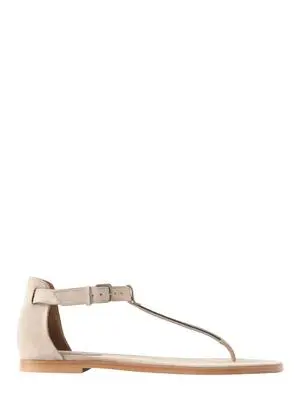 Brunello Cucinelli Bead-embellished Suede Sandals - Brown