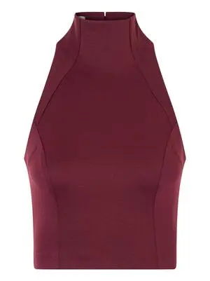 TOLU COKER Cropped Open-back Jersey Top - Burgundy