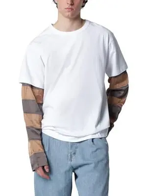 Dries Van Noten T-shirt With Striped Sleeves - White