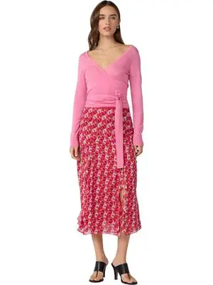 Diane Von Furstenberg Asymmetrical Stitch Midi Skirt - Tiny Pop Link Blondie Pink