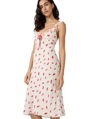 Diane Von Furstenberg Christina Midi Dress - Bisous Bisous Cloud Ivory