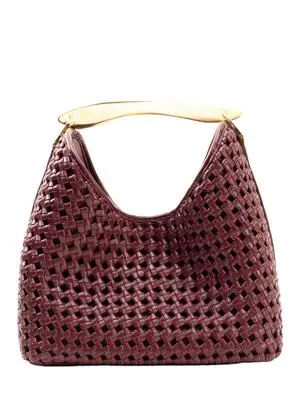 ELLEME Boomerang Large Woven Leather Handbag - Burgundy