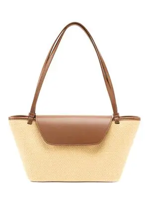 ELLEME Courrier Raffia And Leather Tote - Cognac