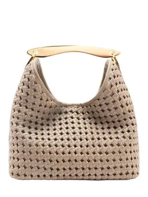 ELLEME Boomerang Woven Leather Top Handle Bag - Taupe