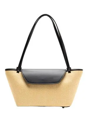 ELLEME Courrier Raffia And Leather Tote Black
