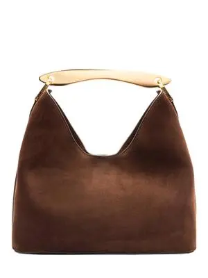 ELLEME Boomerang Large Suede Shoulder Bag - Brownie