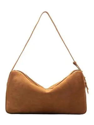 ELLEME Trousse Large Suede Shoulder Bag - Cognac