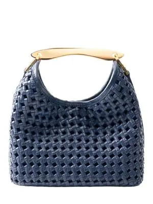 ELLEME Small Boomerang Woven Leather Bag - Navy