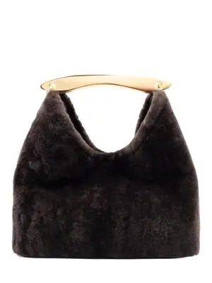 ELLEME Boomerang Large Shearling Top Handle Bag - Moro