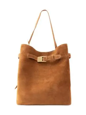 ELLEME Belted Suede Tote - Cognac