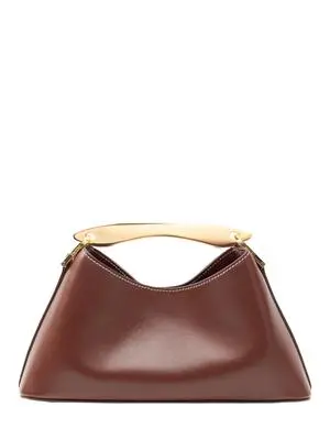 ELLEME Mini Boomerang Leather Handbag With Metal Handle - Russet
