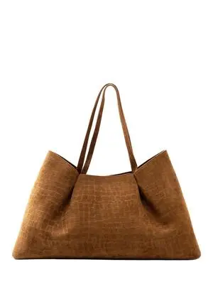 ELLEME Dimple Tote Croco Suede - Cognac