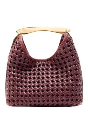 ELLEME Small Boomerang Woven Leather Bag Burgundy