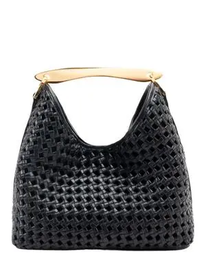 ELLEME Boomerang Large Woven Leather Handbag - Black