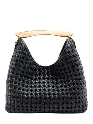 ELLEME Boomerang Large Woven Leather Handbag - Black