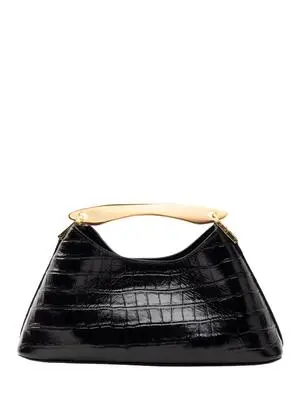 ELLEME Mini Boomerang Croco Embossed Leather Black
