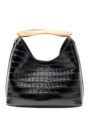 ELLEME Small Boomerang Croco Embossed Leather - Black