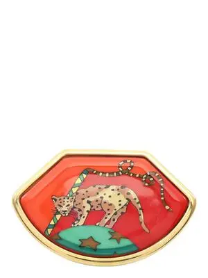 Hermès 2010s Graphic-print Brooch - Gold