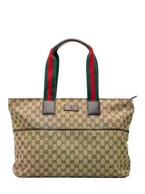 Gucci Gg Canvas Web Tote Bag - Brown