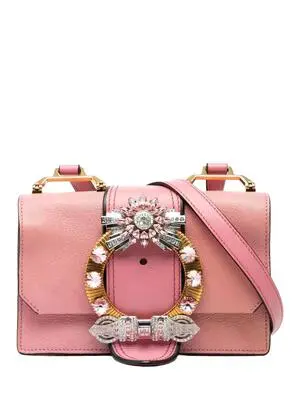 Miu Miu Goatskin Madras Crossbody Bag - Pink