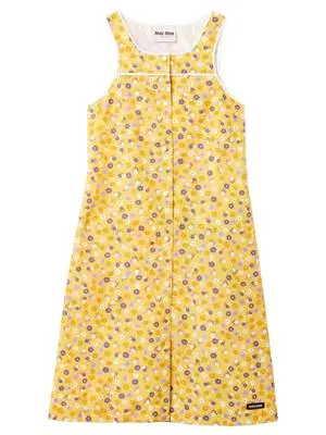 Miu Miu Flower-print Poplin Midi Dress - Yellow