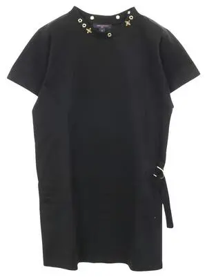 LOUIS VUITTON 00s Crew-neck Side-strap Dress - Black