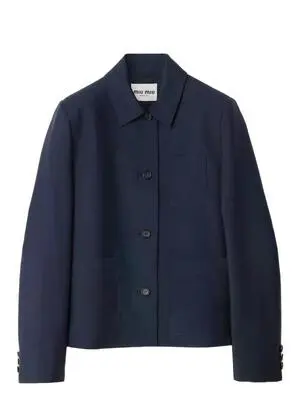 Miu Miu Embroidered-logo Jacket - Blue