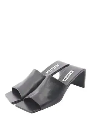 JIL SANDER Sculpted Heel Leather Sandals - Black