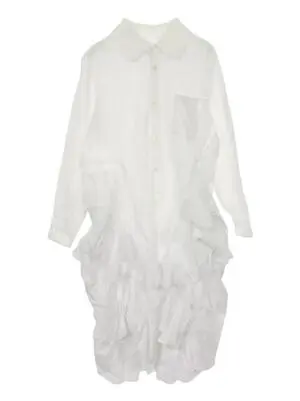 Comme Des Garçons Frill Cotton Shirt Dress - White