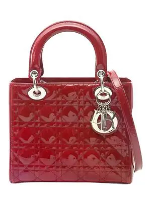 Dior 2010s Small Lady Patent-leather Tote Bag - Red