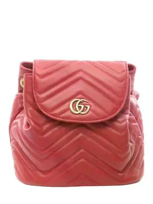 Gucci 2000s Chevron Leather Backpack - Red