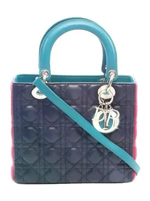 Dior 2010s Lady Quilted Leather Tote Bag - Blue