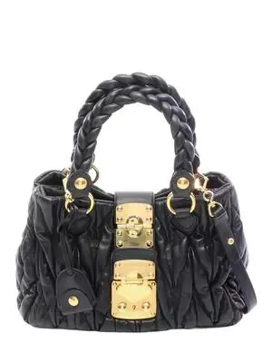 Miu Miu 2010s Matelasse Leather 2way Tote Bag - Black