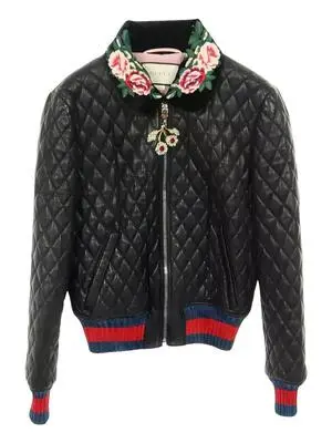 Gucci 2000s Quilted Bomber Jacket - Black