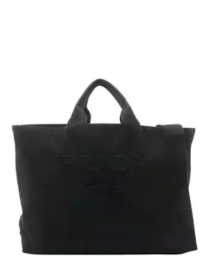 Prada 2010s Large Canvas Tote Bag - Black