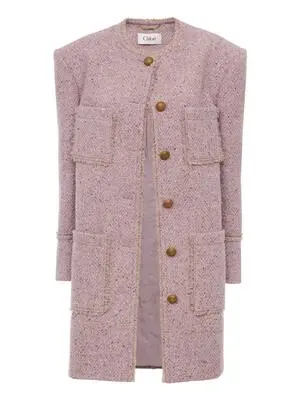 Chloé Single-breasted Collarless Coat - Pink