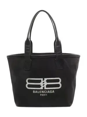 Balenciaga Jumbo Canvas Tote Bag With Leather Trims - Black
