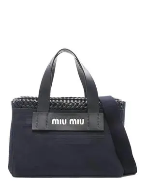Miu Miu Kanapa Knitting Canvas Tote Bag - Blue