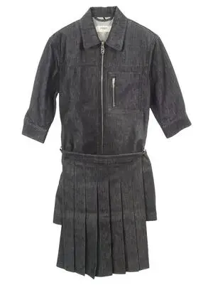 Fendi Denim Pleated Zip Dress - Grey