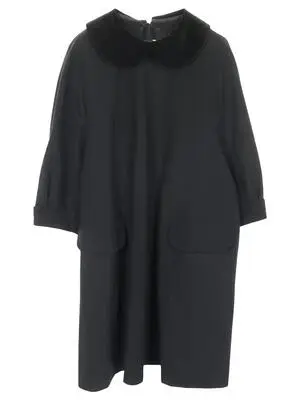 Comme Des Garçons Velvet Collar Wool Dress - Black